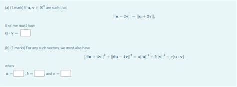 Solved A Mark If U VR Are Such That U V U V Chegg Com