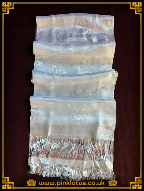 Dragon Design Khata Offering Scarf 225cm Pink Lotus