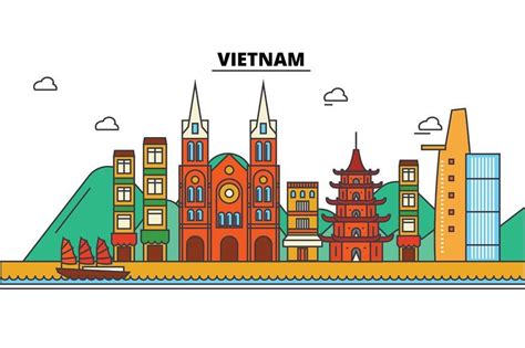 Vietnam City Skyline Architecture Buildings Streets Silhouette