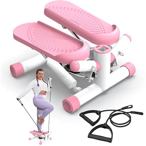 Mini Steppers For Exercise At Home Stair Step Workout Machine With Resistance Bands Full Body