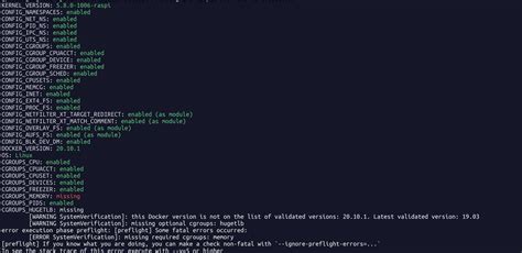 cgroups memory described as ‘missing on a raspberry pi 4 worker node