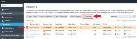 Unable To Remove A Domain Permission Denied To Remove Domain ID Plesk