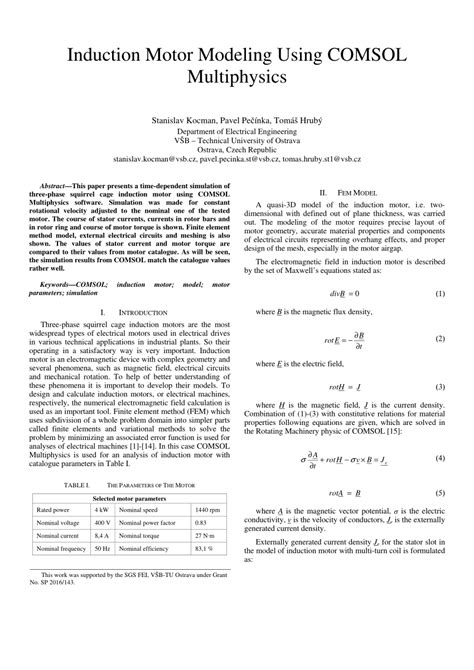 Pdf Induction Motor Modeling Using Comsol Multiphysics