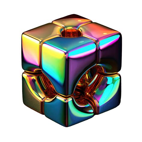 iridescent 3d cube abstract shape isolated ai generative 32475062 png