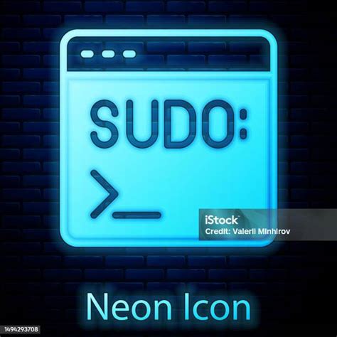 Glowing Neon Code Terminal Icon Isolated On Brick Wall Background
