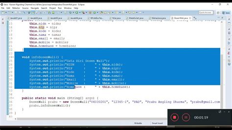 praktekkan belajar contoh konsep enkapsulasi pertama oop java