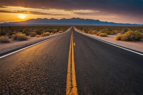 Asphalt Desert Road Premium Ai Generated Image
