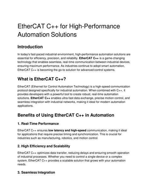 Ppt Ethercat C For High Performance Automation Solutions Powerpoint Presentation Id 13987366