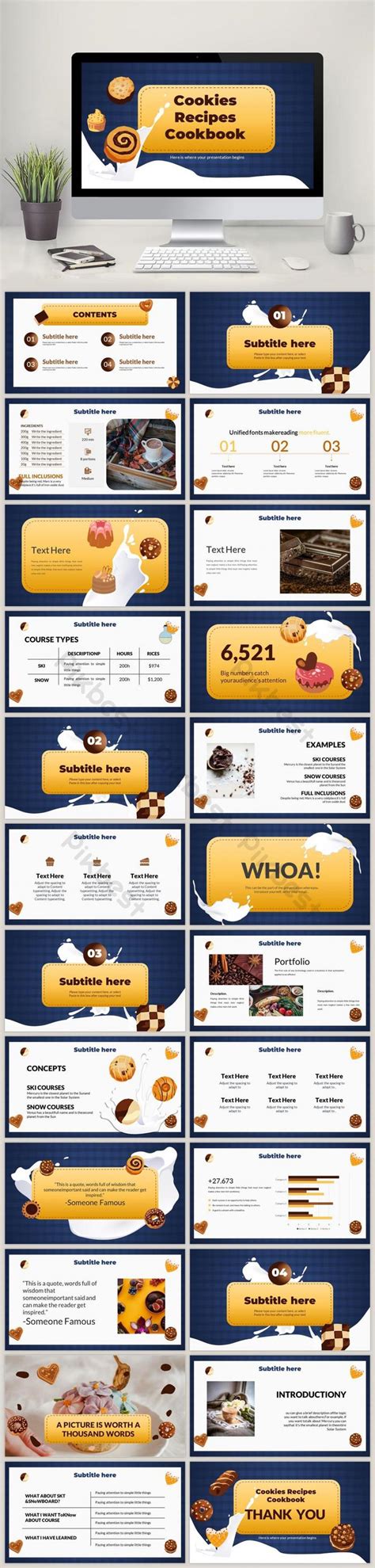 Cookies Recipes Cookbook Presentation Blue PowerPoint PPTX Template