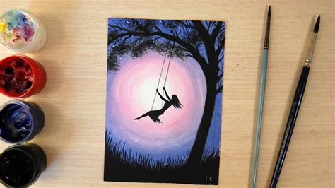 Как нарисовать девушку на качелях How To Draw A Girl On A Swing Youtube