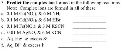 Solved Predict The Complex Ion Formed In The Following Chegg Com