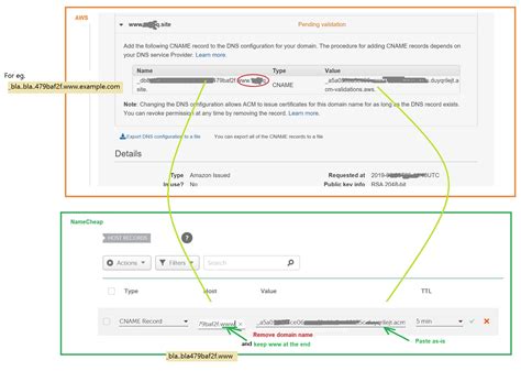 CNAME Entry Not Working On NameCheap Using Amazon Certificate Manager Stack Overflow