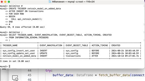 Leveraging Mysql Triggers For Online Machine Learning