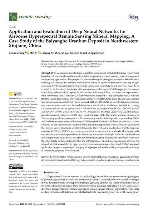 Pdf Application And Evaluation Of Deep Neural Networks For Airborne Hyperspectral Remote