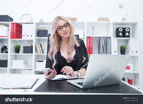 Sexy Girl Workplace Computer Stock Photo Edit Now 1122089138