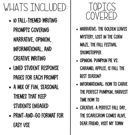 Fall Writing Prompts Narrative Opinion 4th Grade Writing Practice