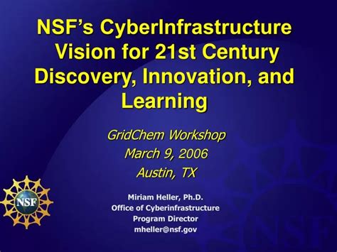 ppt nsf s cyberinfrastructure vision for 21st century discovery