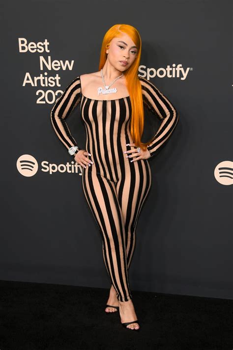 Ice Spices Striped Catsuit Gives Naked Dressing Meets Beetlejuice