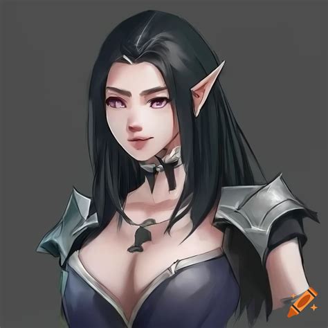 Detailed portrait of a confident female elf on Craiyon