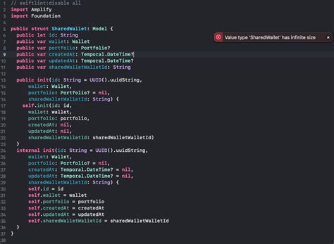 Error Value Type Of Struct Has Infinite Size Issue Building Models