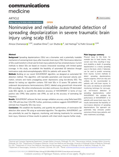 Pdf Noninvasive And Reliable Automated Detection Of Spreading