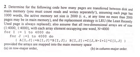 Solved Determine For The Following Code How Many Pages Chegg