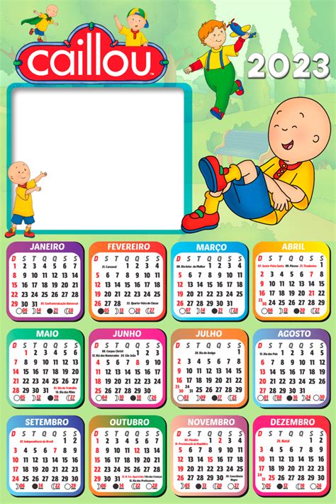Calendário 2023 Caillou Moldura Colagem De Foto Imagem Legal
