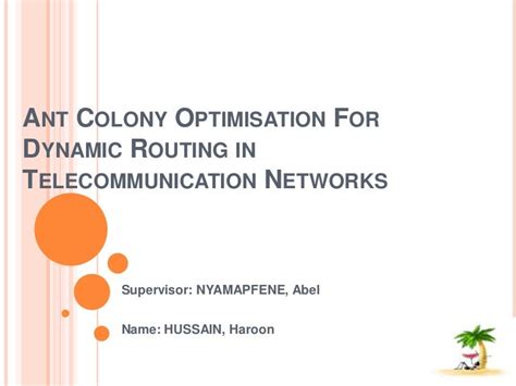 ant colony optimisation for dynamic routing in telecommunication