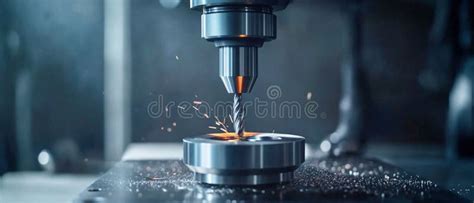 High Precision Industrial Milling Machine With Sparks And Metal Shavings Stock Illustration