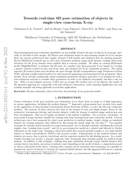 Pdf Towards Real Time 6d Pose Estimation Of Objects In Single View Cone Beam X Ray
