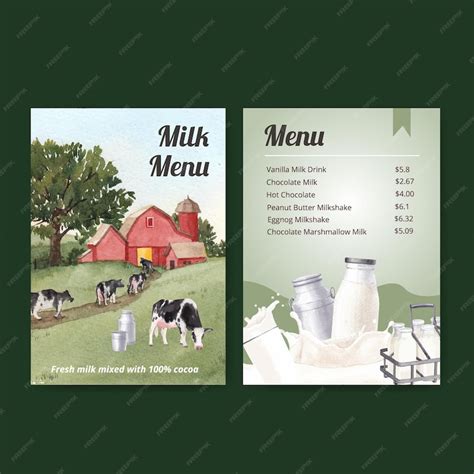 Premium Vector Menu Template With World Milk Day Conceptwatercolor Style