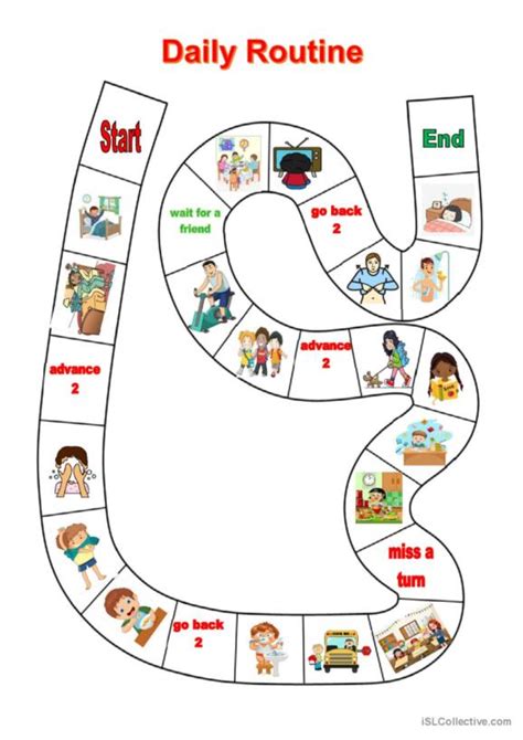 12 Daily Routines Board Game Speaking Practice English ESL