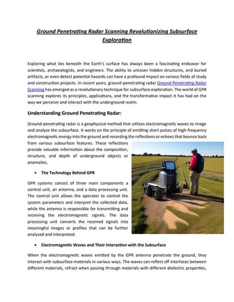 Ground Penetrating Radar Scanning Revolutionizing Subsurface