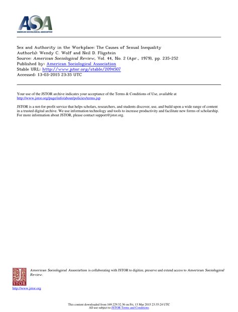 Pdf Sex And Authority In The Workplace The Causes Of Sexual Inequality