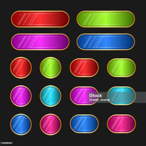 버튼 세트는 비디오 게임 컴퓨터를위한 게임 사용자 인터페이스 를 설계했습니다 Brand Name Video Game에 대한 스톡 벡터 아트 및 기타 이미지 Brand