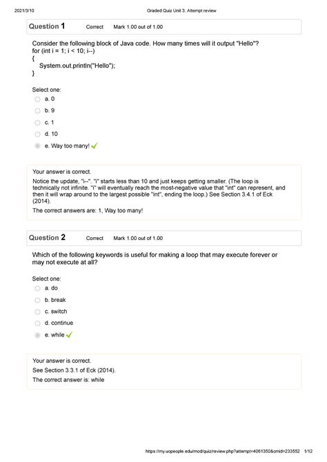 Graded Quiz Unit 3 Attempt Review Question 1 Correct Mark 1 Out Of 1 Consider The Following