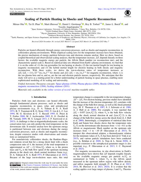Pdf Scaling Of Particle Heating In Shocks And Magnetic Reconnection