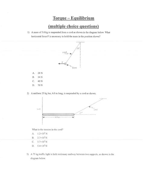 Torque Equilibrium Pdf