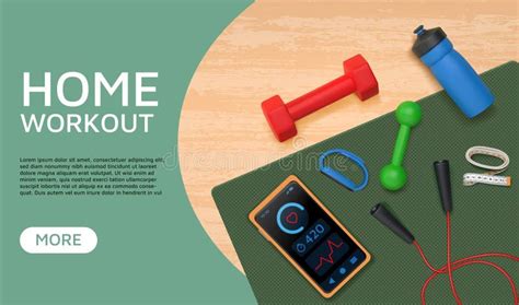 Gym Equipment Home Workout Fit Exercises 3d Yoga Goods Top View For