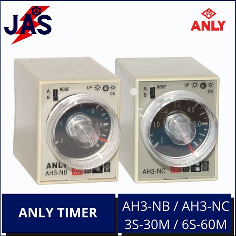 Anly Timer Relay 220vac 3s 30m 6s~60m With Socket Ah3 Nb Ah3 Nc Shopee Philippines