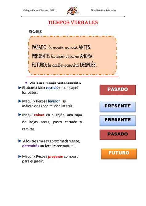 Tiempos Verbales Interactive Worksheet For 3°b Live Worksheets