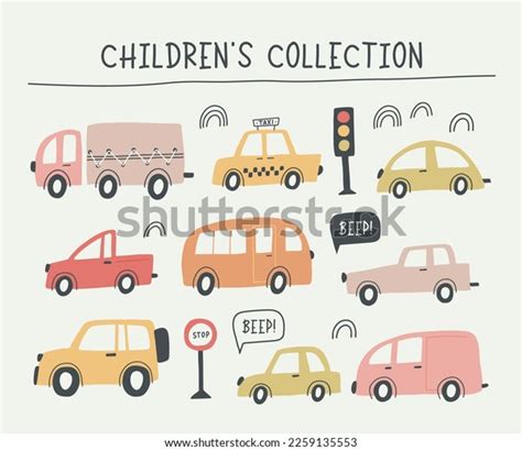 Set Different Cute Transport Flat Style Stock Vector Royalty Free