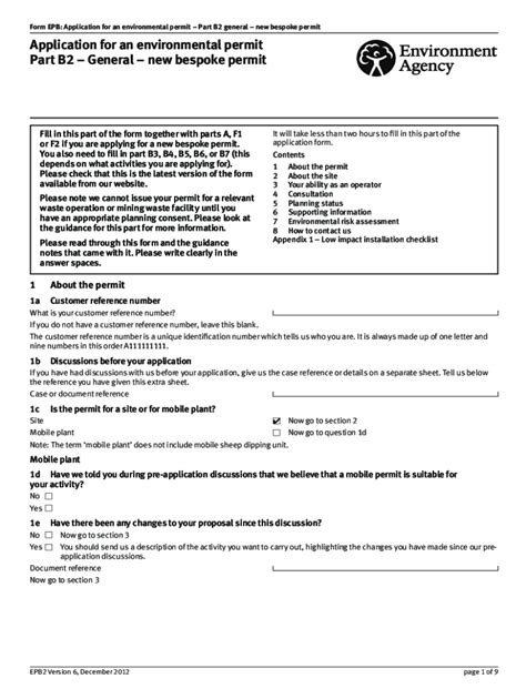 Fillable Online Get The Free Form Epb Application For An Environmental Permit Part Fax Email