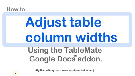Tablemate Adjusting Table Column Widths Youtube