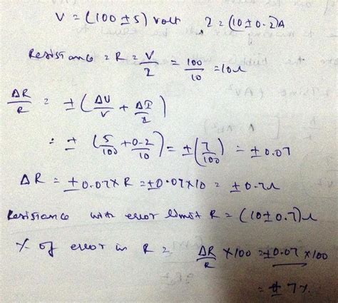 The Voltage V V ± Av Is Measured As 73 V±01 V And Current I I