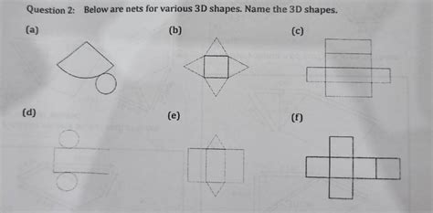 Solved Question 2 Below Are Nets For Various 3d Shapes Name The 3d