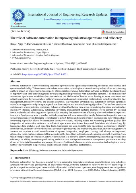 Pdf The Role Of Software Automation In Improving Industrial Operations And Efficiency