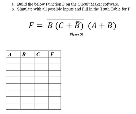 Solved A Build The Below Function F On The Circuit Maker Software B 1 Answer