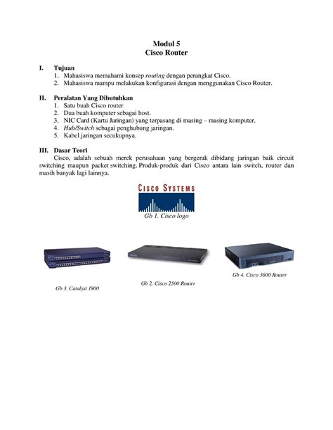 Prakt Modul 5 Cisco Router Rev1 Modul 5 Cisco Router I Tujuan 1