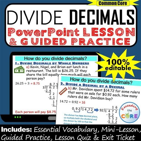 DIVIDE DECIMALS PowerPoint Lesson Guided Practice